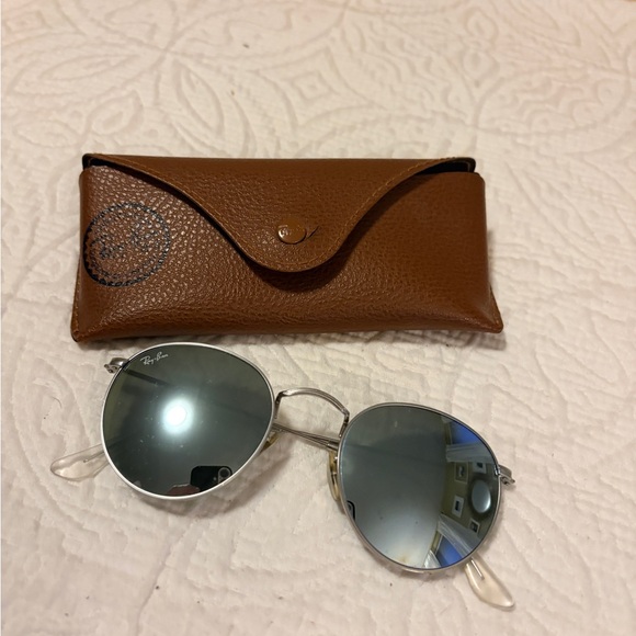 Ray-Ban | Accessories | Rayban Silver Frame Sunglasses With Brown Case ...